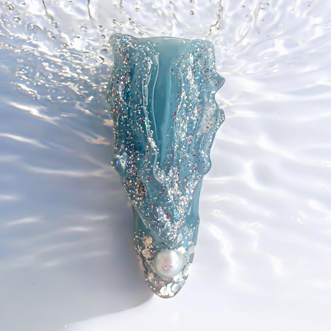 Blue Lagoon Handmade Press on Nails, Summer Mermaid Gel Press on Nails ...