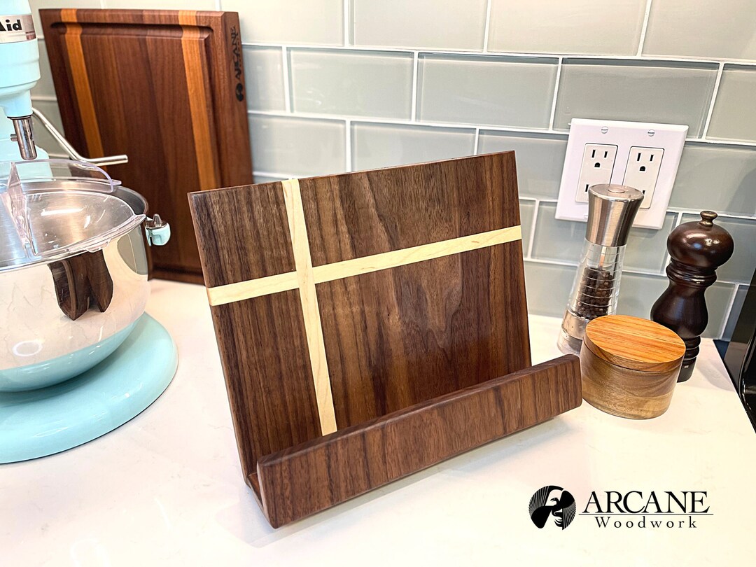Modern Walnut Cookbook Stand - Recipe Stand, Mid-century Modern Stand ...