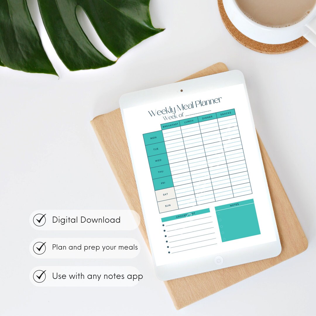 Digital Weekly Meal Planner, Printable Meal Planning, Meal Prepping - Etsy