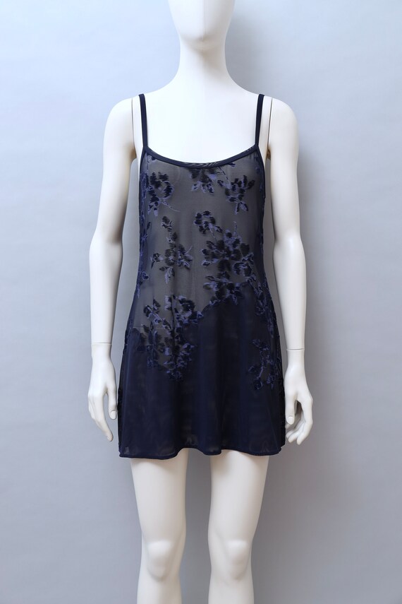 late 1990s / early 2000s La Perla midnight blue flora… - Gem