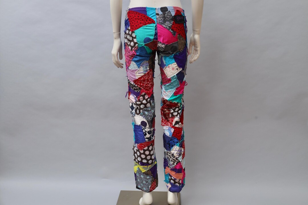 1980s Planet Alice Multicolor Patchwork Pants - Extra Small - Etsy