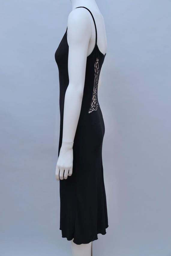 2000s Mugler black art nouveau animal pelt mesh appli… - Gem