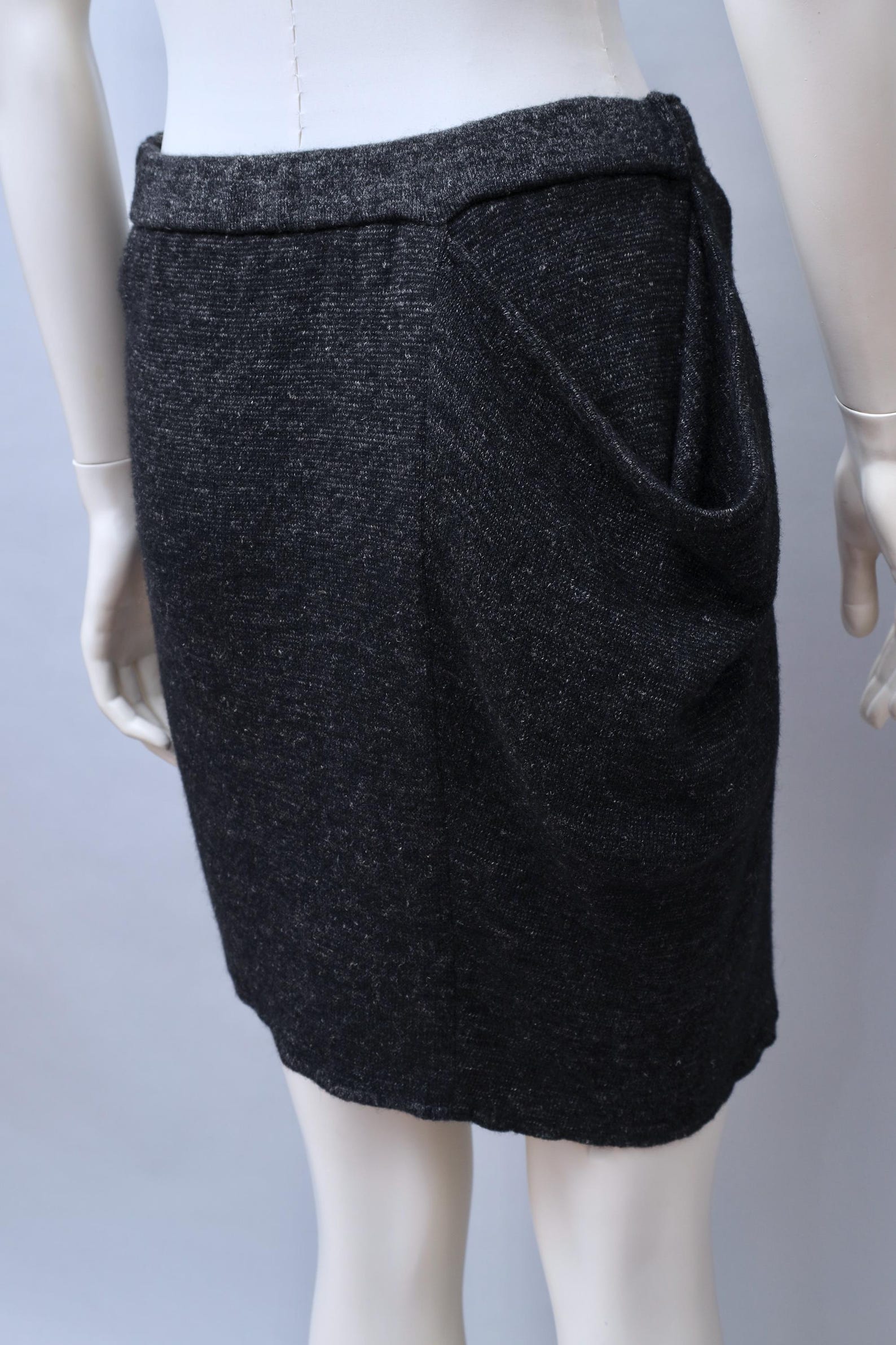 1980s Issey Miyake All Style Co. Grey Asymmetrical Wrap Knit Skirt ...