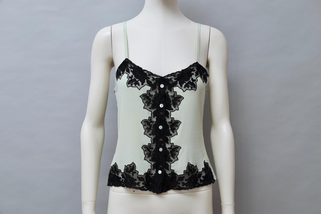 F/W 1994 Chantal Thomass Button up Silk Camisole With Leavers Lace ...