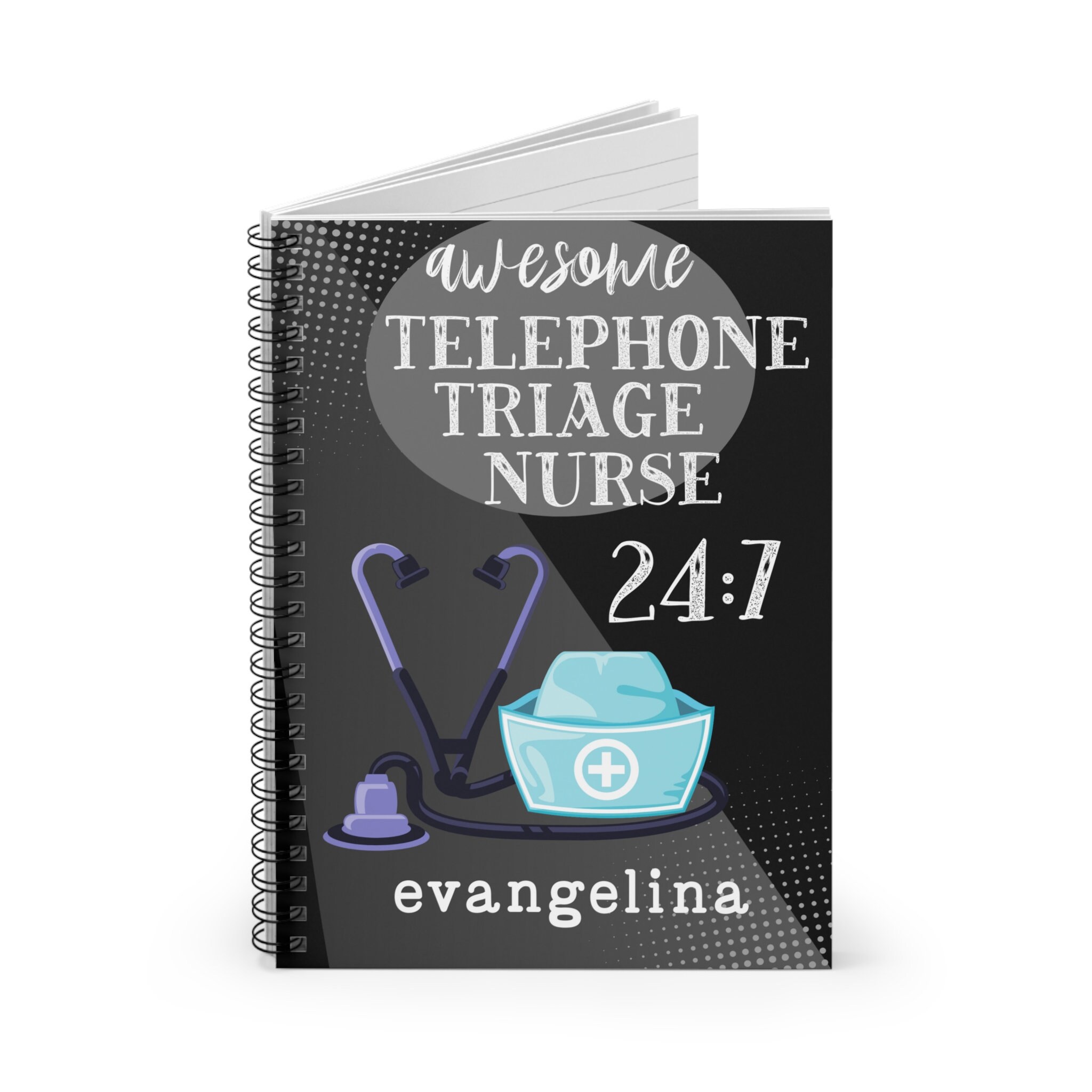 Telephone Triage Nurse 24-7 Gift Custom Spiral Bound Notebook Journal ...