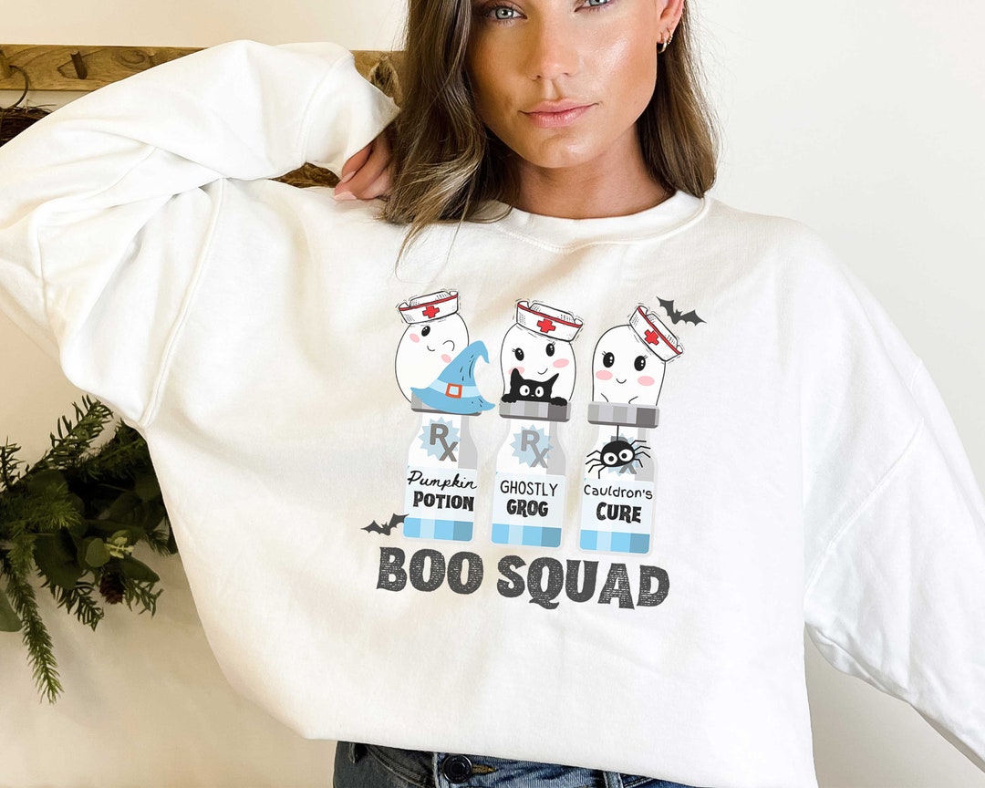 Halloween Nurse Boo Squad Sweatshirt Boo Boo Crew Ghost Nurse Funny IV ...