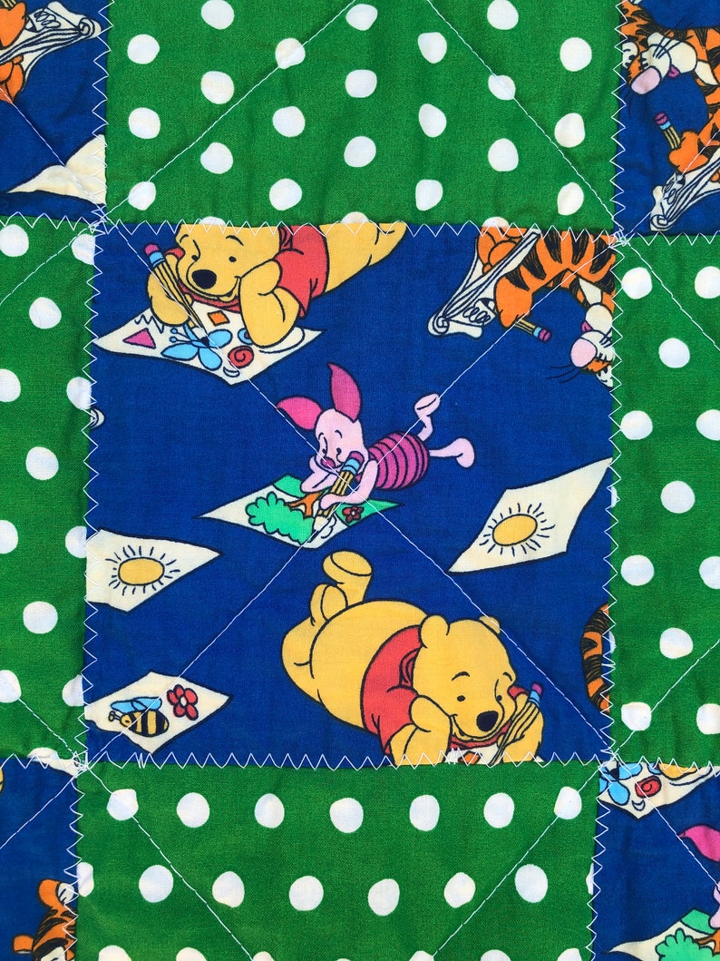 Winnie the Pooh Bear Patchwork Kid Size Quilt Baby Blanket Lap Throw ...