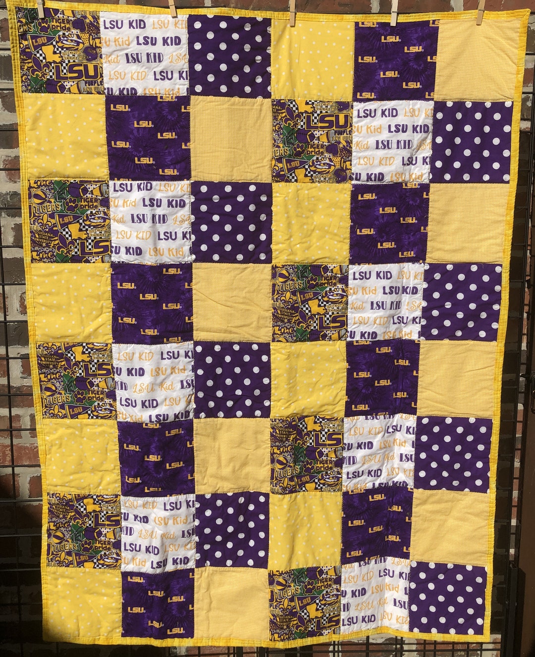 LSU Kid Homemade Youth Size Quilt Quilted Throw Patchwork Louisiana ...
