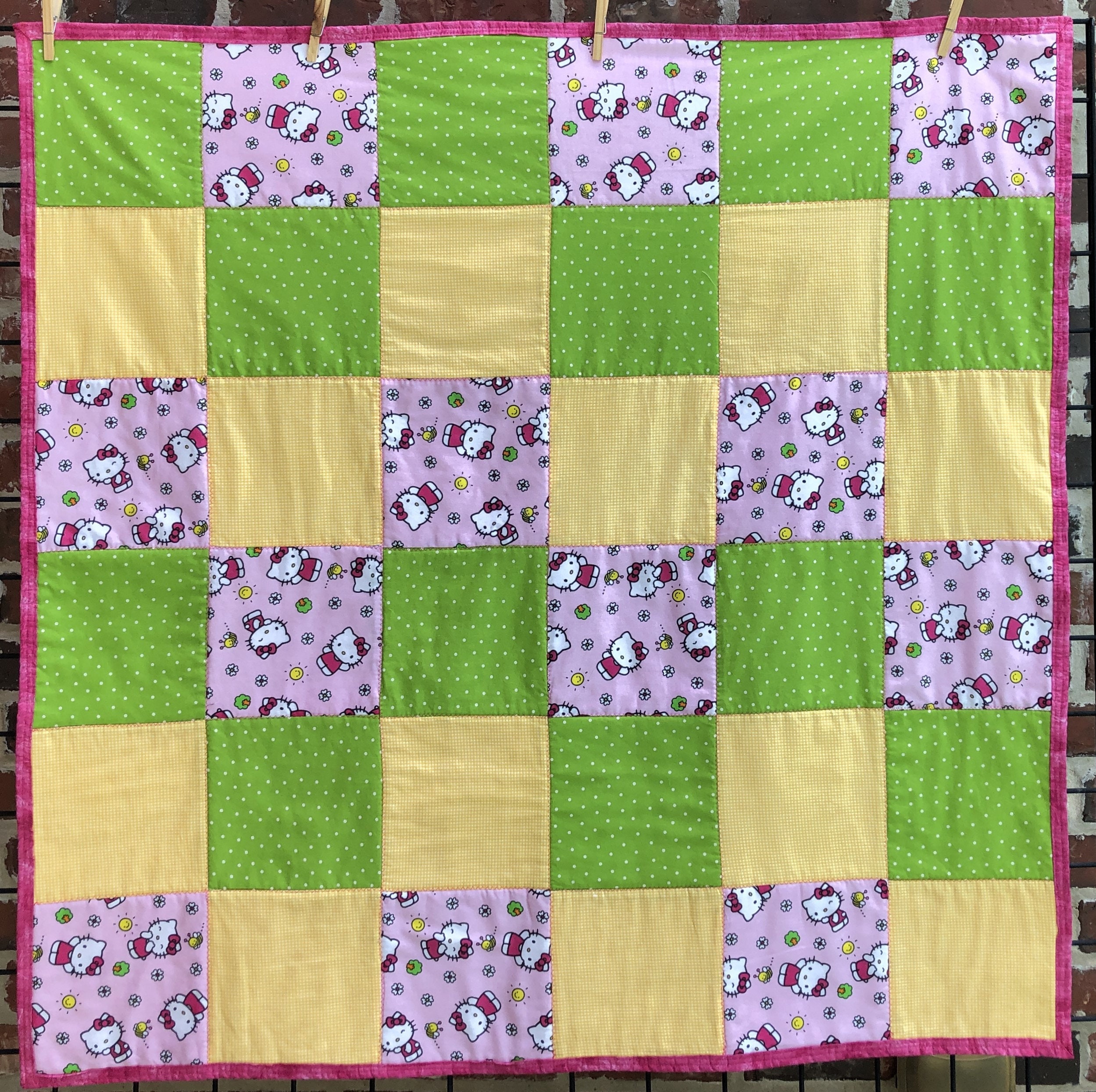 Hello Kitty Kid Size Patchwork Quilt Children's Quilt Baby Shower Lap ...