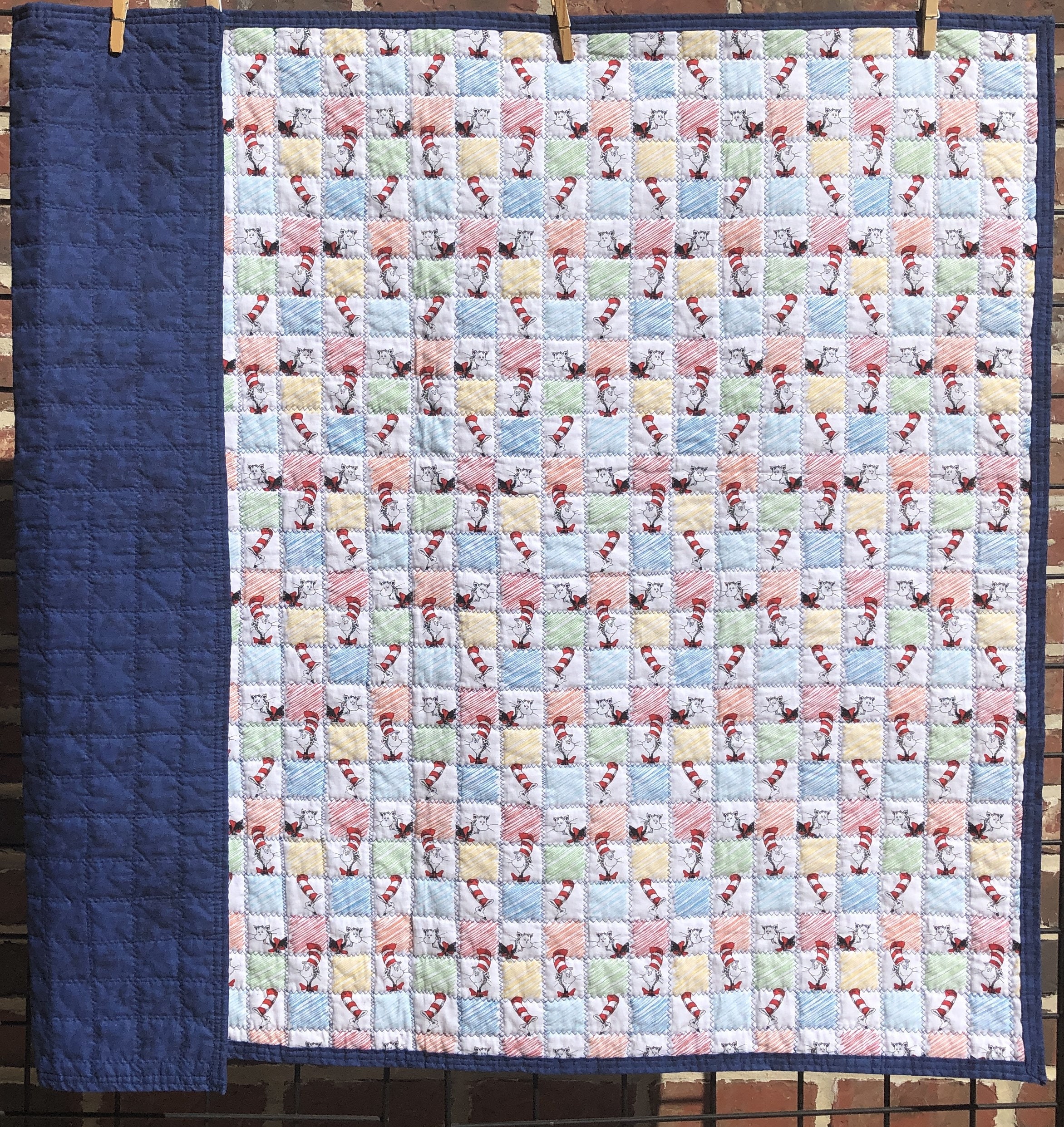 Dr Seuss Cat in the Hat Kid Size Patchwork Children's Quilt Receiving ...