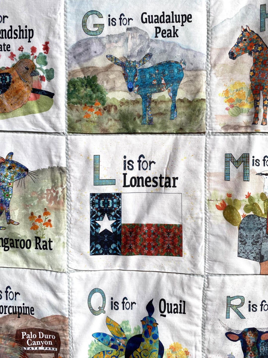 Texas Alphabet ABC Watercolor Patchwork Kid Size Quilt Children's Quilt ...