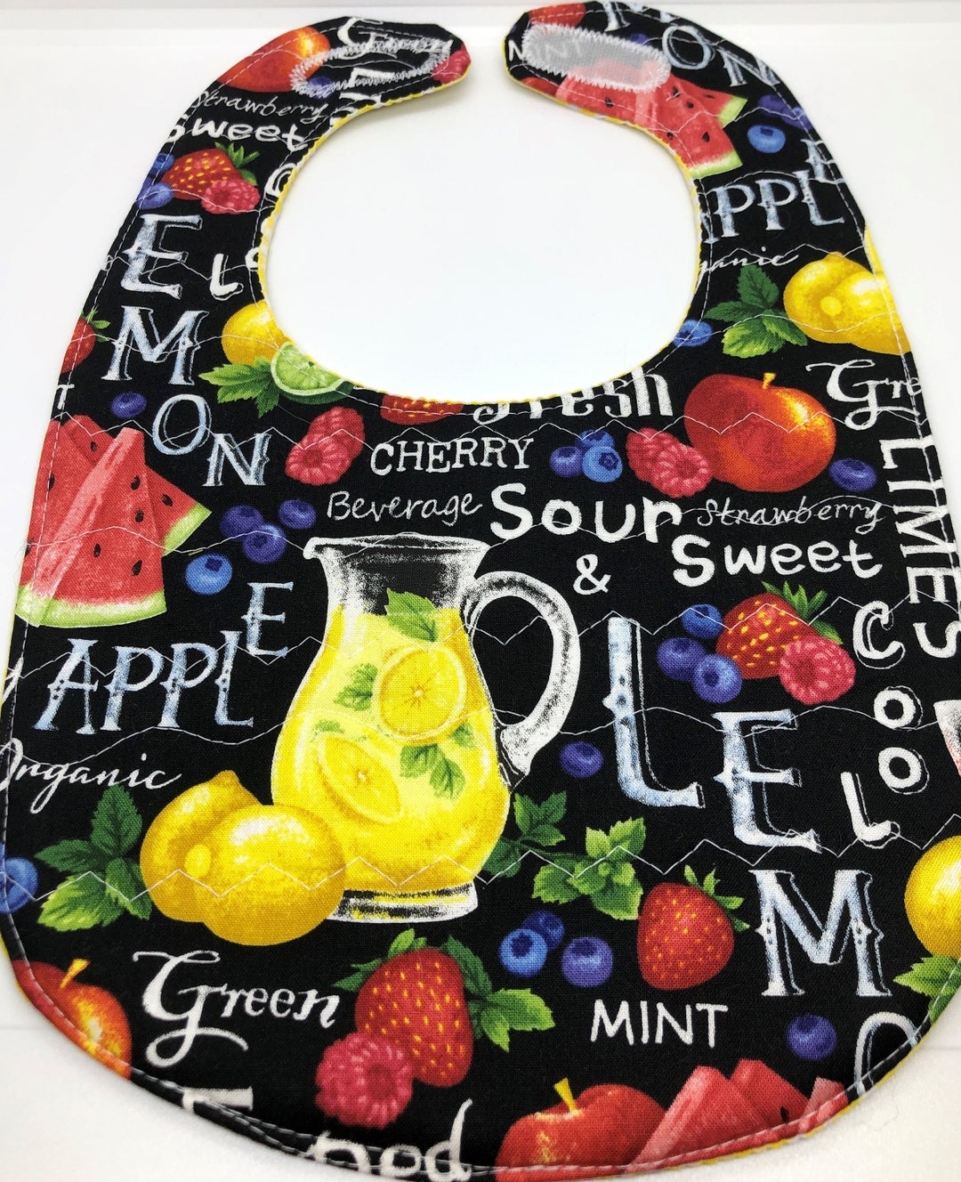 Lemonade Chalkboard Fruit QUILTED Baby Bib Toddler Bib Adjustable ...