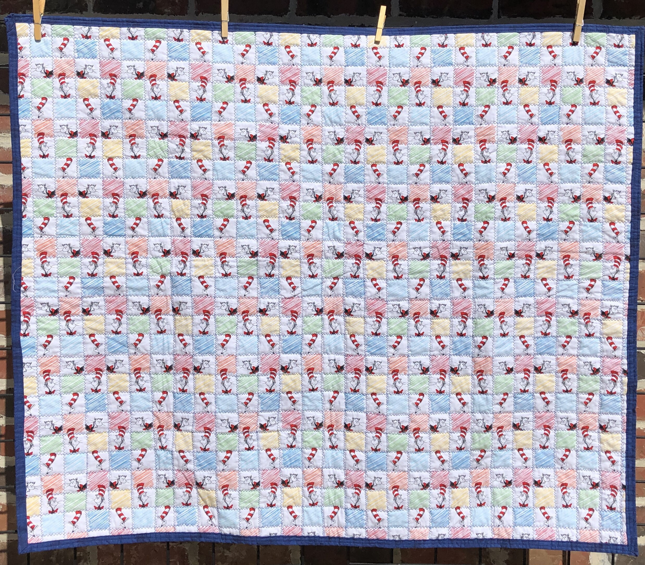 Dr Seuss Cat in the Hat Kid Size Patchwork Children's Quilt Receiving ...