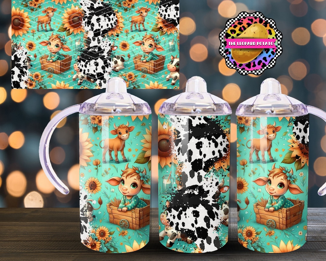 Cow Sippy Cup Tumbler Design: 12oz Flip Top Wrap (digital Download) - Etsy