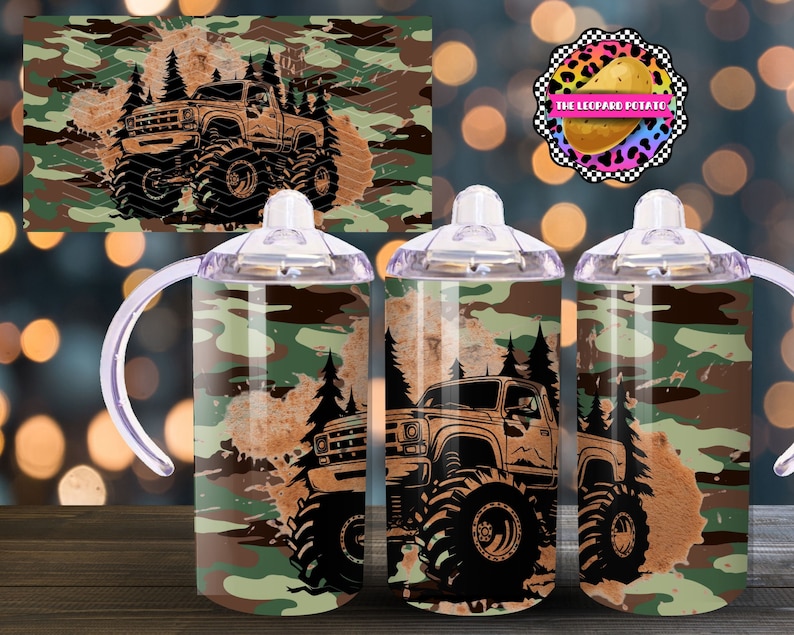 Monster Truck Sippy Cup PNG: Camo Kids Tumbler (digital Download) - Etsy