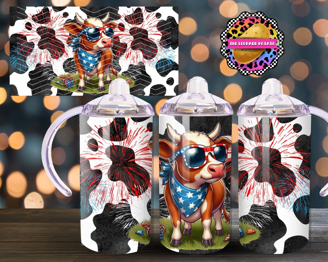 Patriotic Cow Sippy Cup Design: 12oz Tumbler Wrap (digital Download) - Etsy