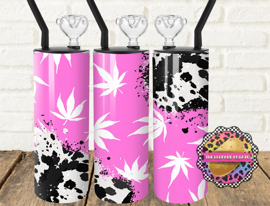 Pink Marijuana and Cowprint Hookah Tumbler Design 20 Oz HOOKAH Tumbler ...