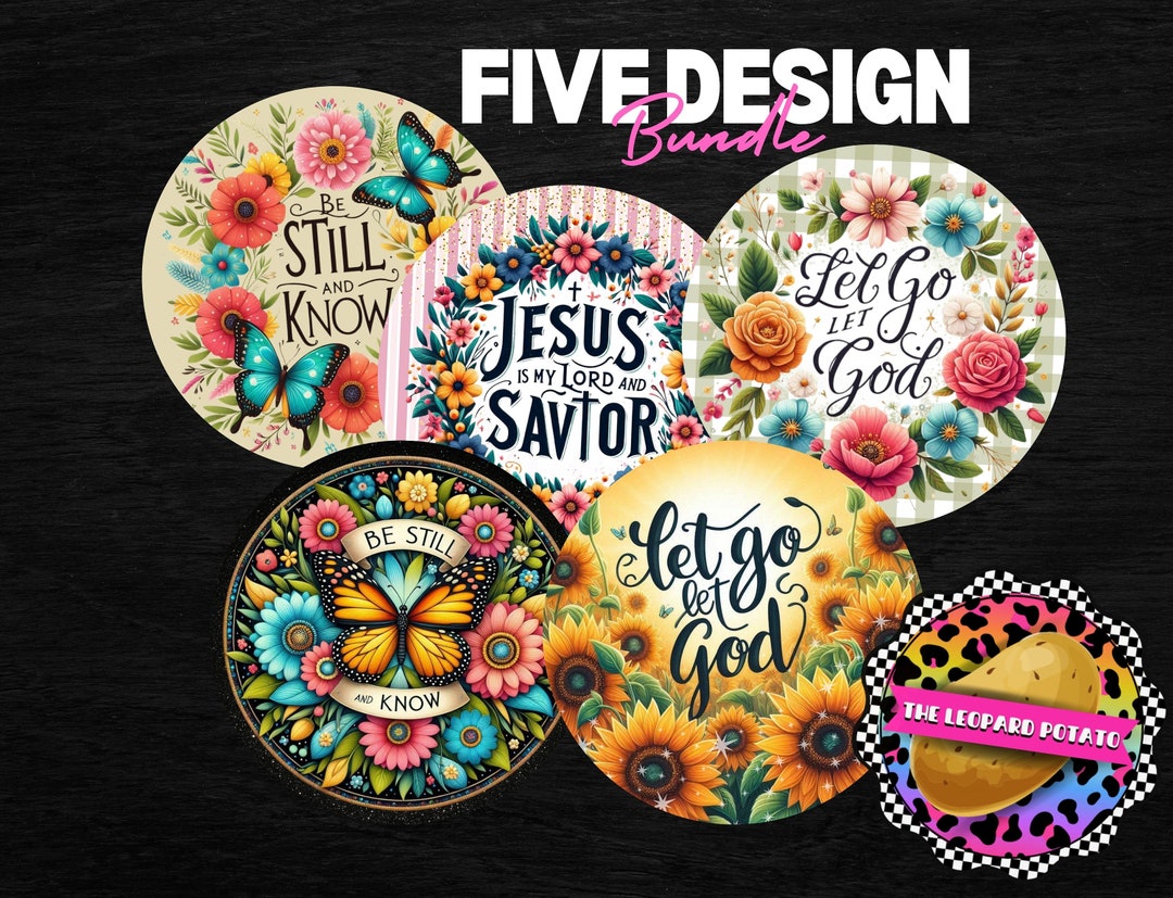 Religious Circle PNG Bundle: Car Coaster & Keychain Designs (digital ...