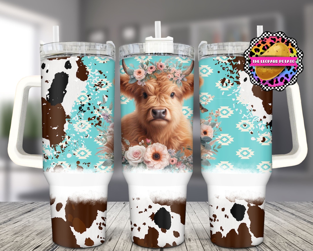 Highland Cow 40 Oz Tumbler-40 Oz Tumbler Wrap- Stanley Sublimation ...