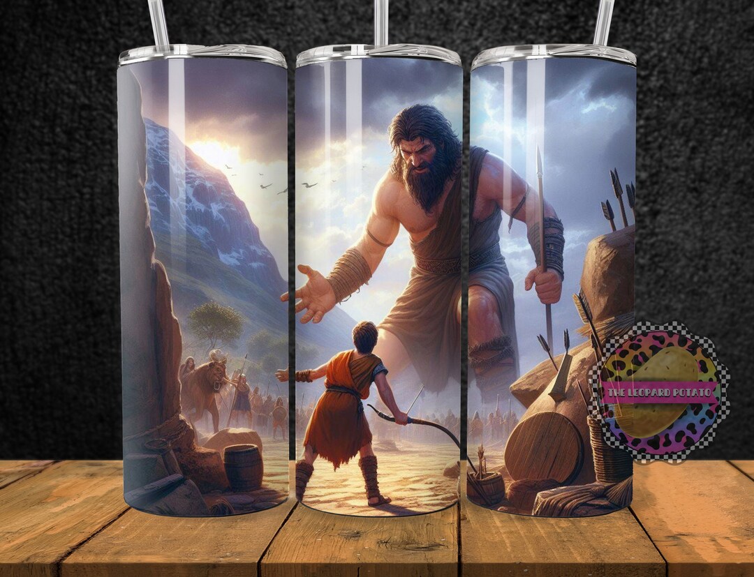 David and Goliath Tumbler Design - 20oz Skinny Tumbler Sublimation ...