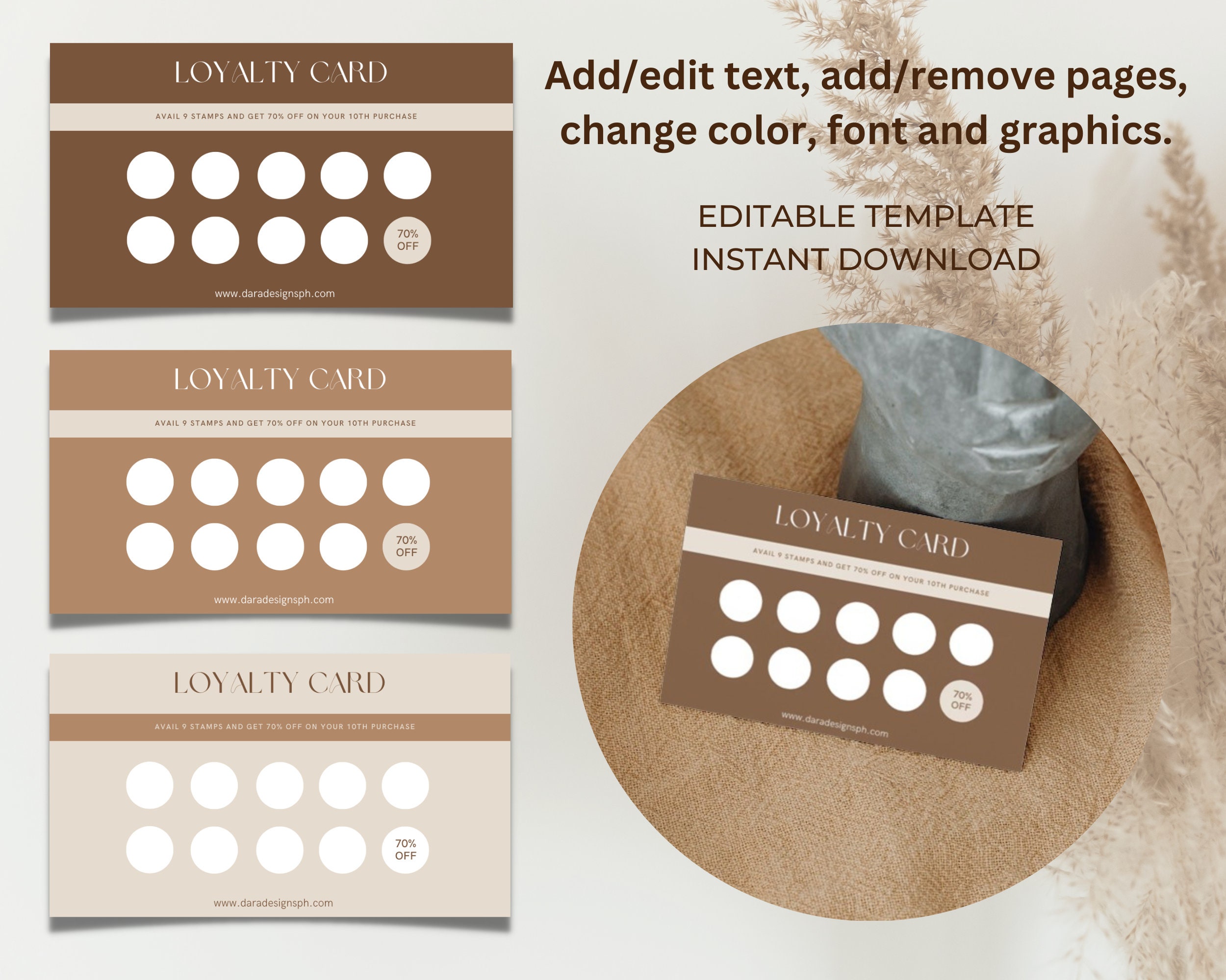 Loyalty Card Template Editable, Loyalty Punch Card, Loyalty Card Stamp ...