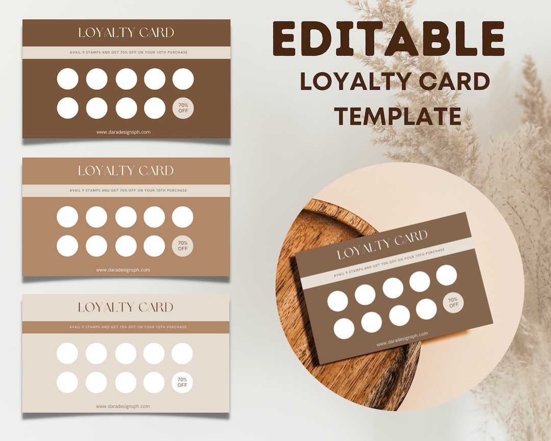 Loyalty Card Template Editable, Loyalty Punch Card, Loyalty Card Stamp ...