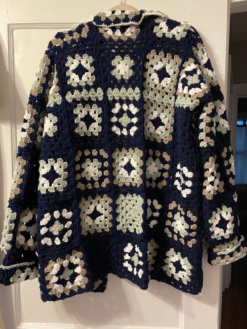 Large Blue Granny Square Cardigan - Etsy