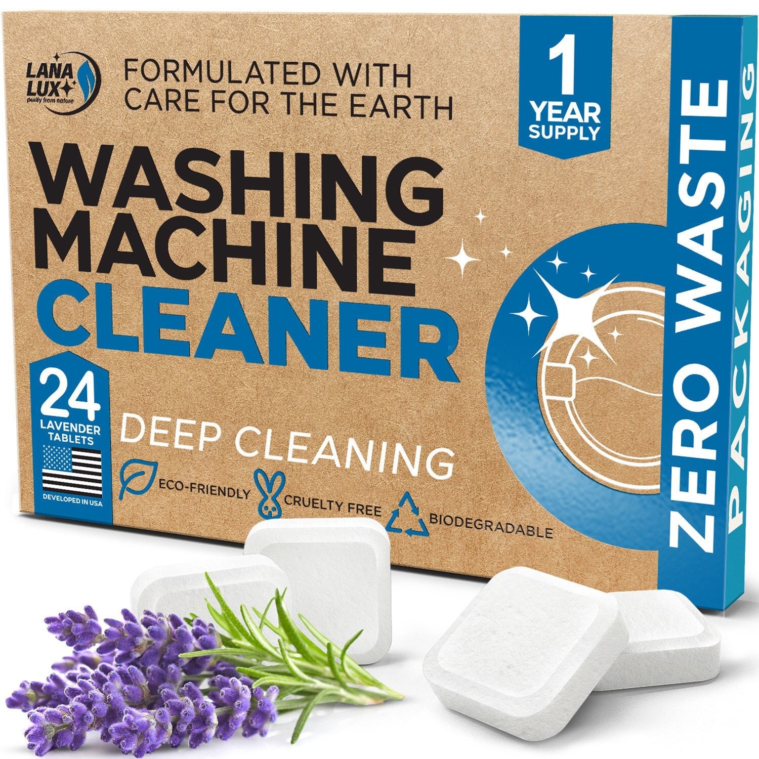 Washing Machine Cleaner Tablets 24 Pack Deep Washer Machine Cleaner ...
