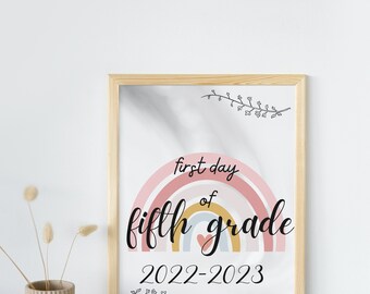 First Day of 5th Grade Sign 2024 1st Day of School Sign Ready to Rule ...