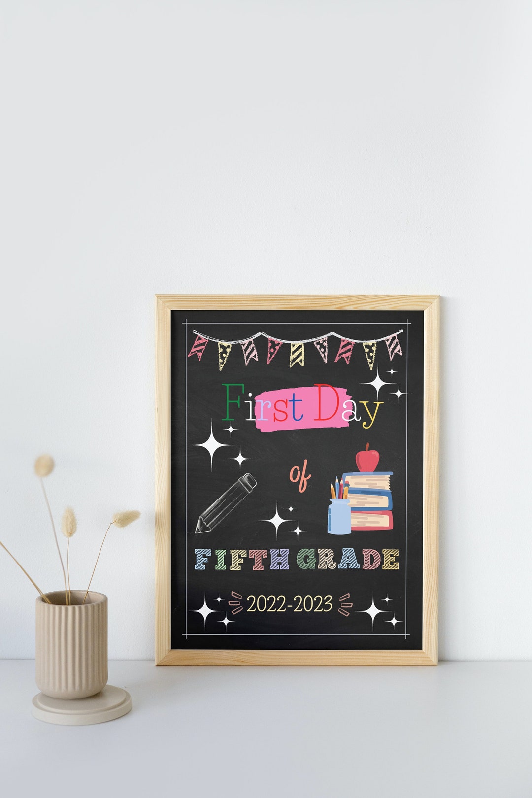 First Day of 5th Grade, 1st Day of School 2022-2023,chalkboard Style ...