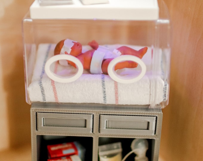 Miniature Baby Hospital Nursery Preemie Set. NICU Neonatal Incubator ...