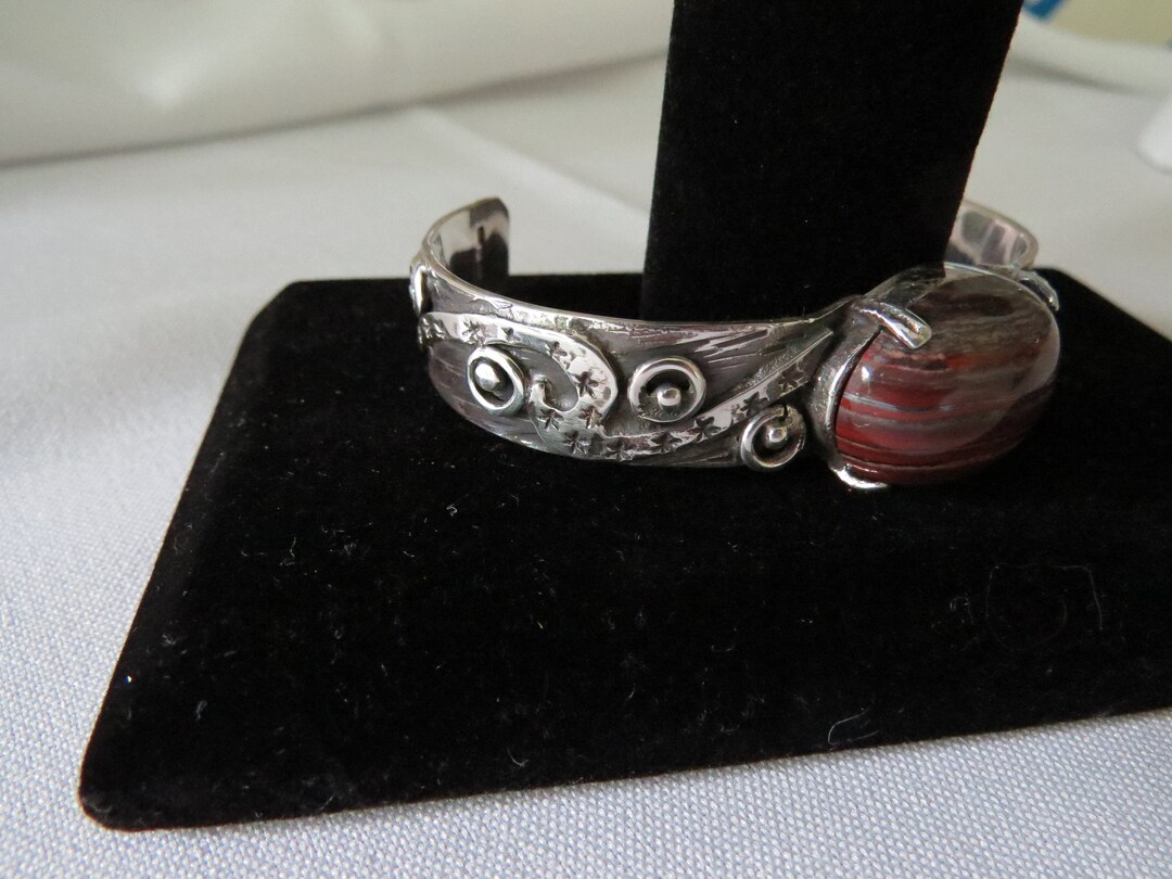 Sterling Silver Cuff Bracelet, Silver Cuff With Stone - Etsy
