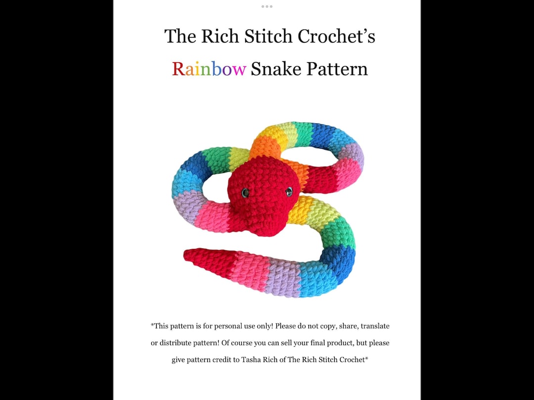 Rainbow Snake Pattern - Etsy