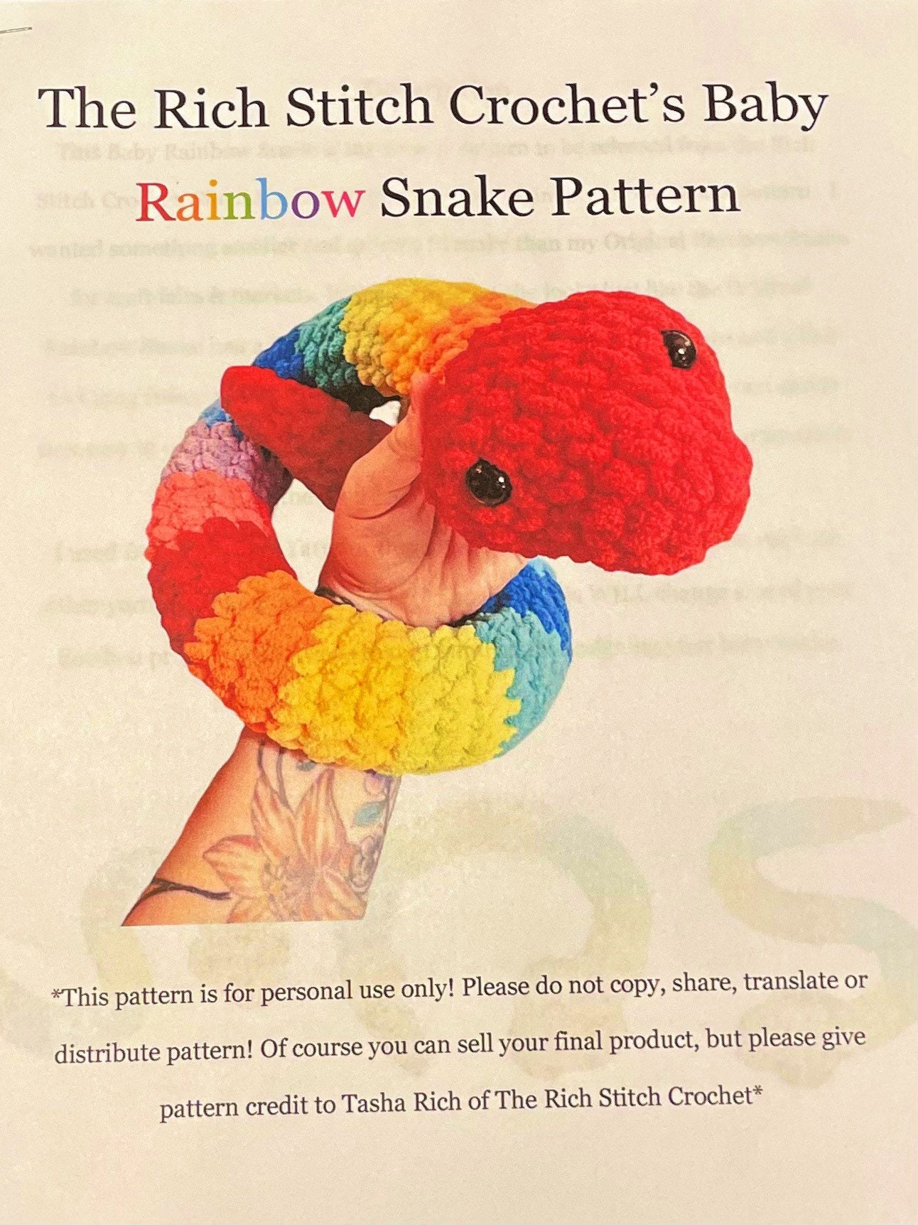 Baby Rainbow Snake Pattern - Etsy