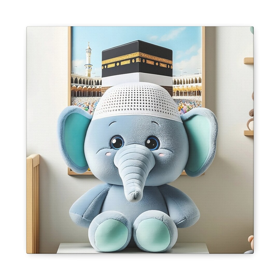 Lustrous Wall Art of Baby Blue Elephant Reading Quran Nursery Decor ...
