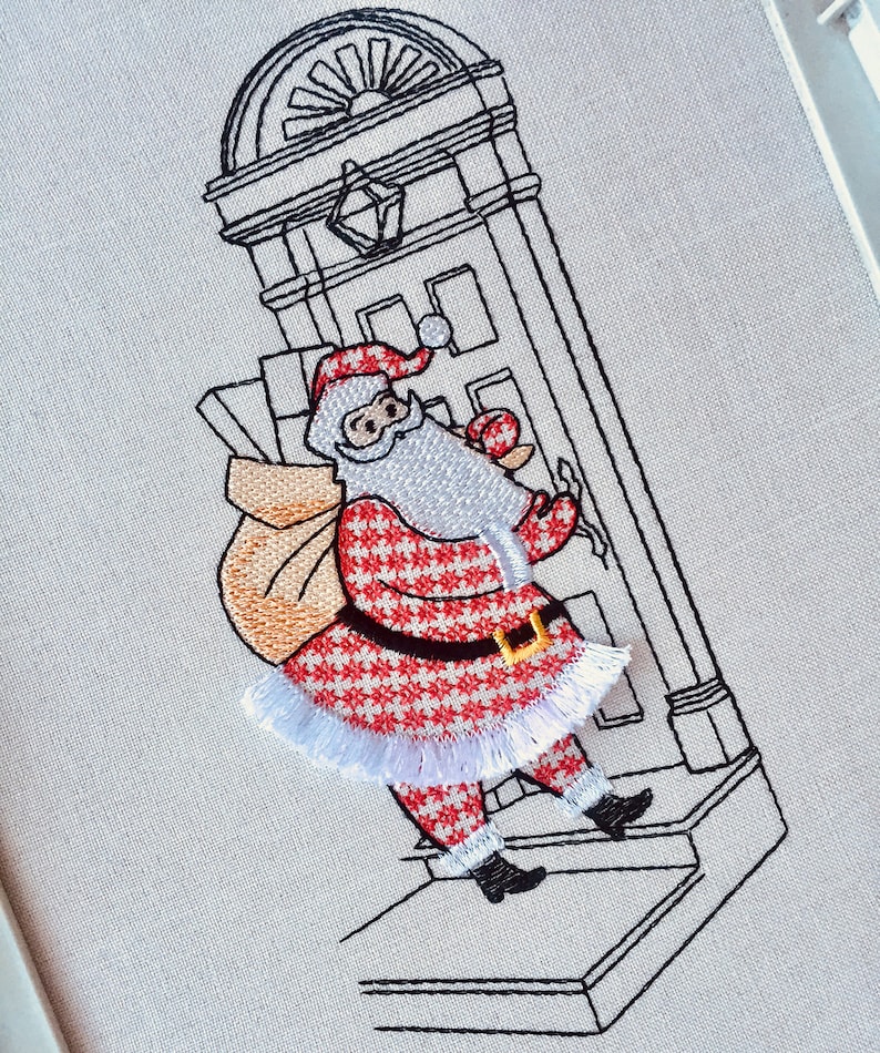 Santa is at the Door on Christmas Machine Embroidery Design Fringe ...
