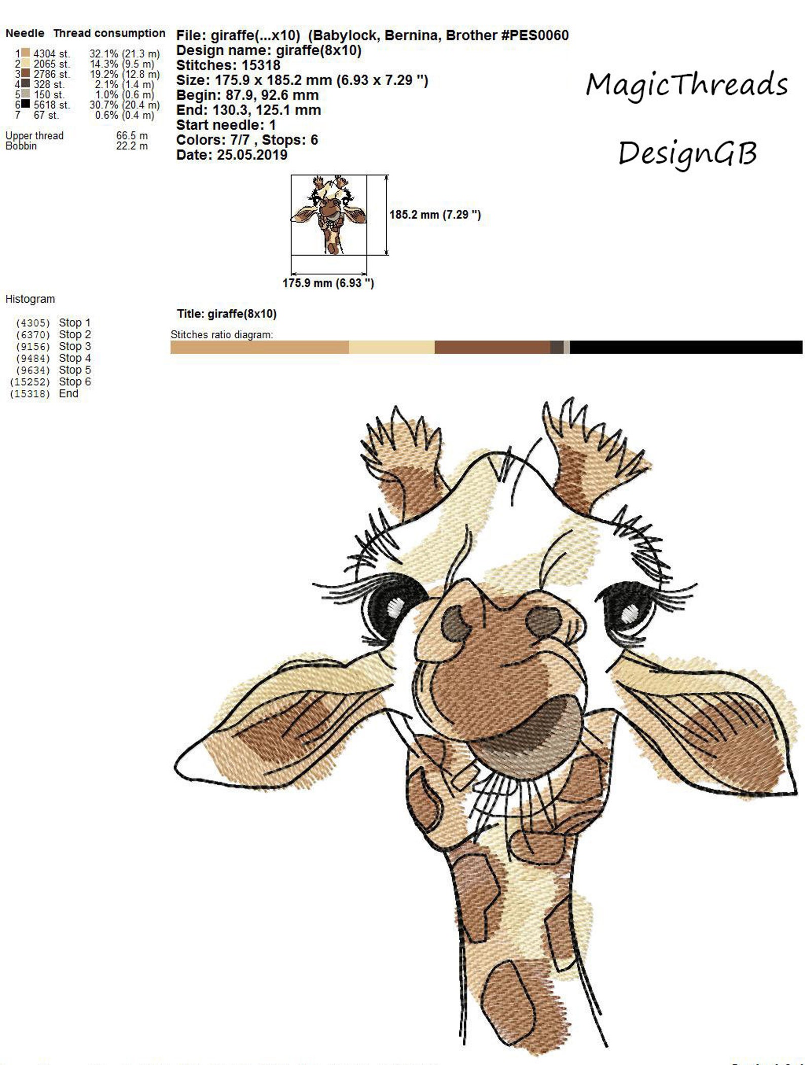 Giraffe Machine Embroidery Design Embroidery Giraffedesign - Etsy