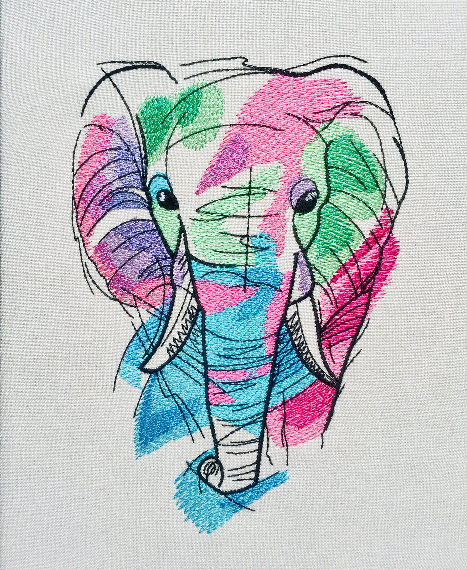 Painted Elephant Machine Embroidery Design Embroidery - Etsy