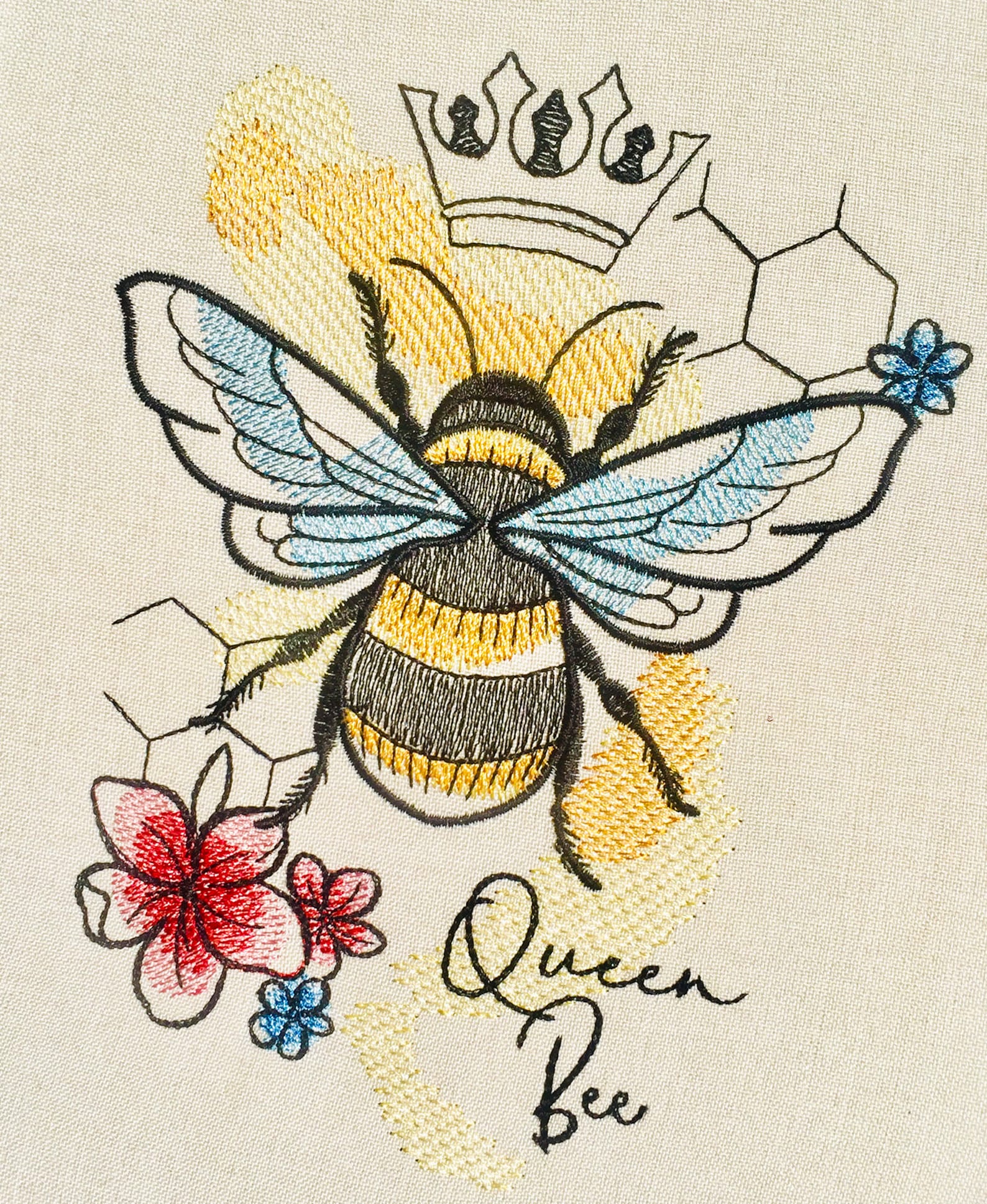 Queen Bee Machine Embroidery Designs Bee Embroidery Bee on - Etsy