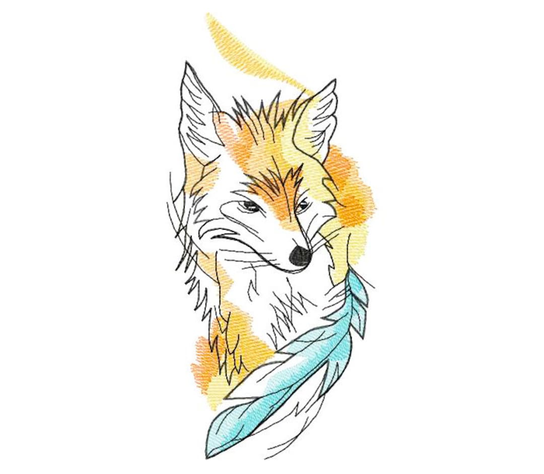 Native Fox Machine Embroidery Design, Embroidery Fox, Embroidery Animal ...