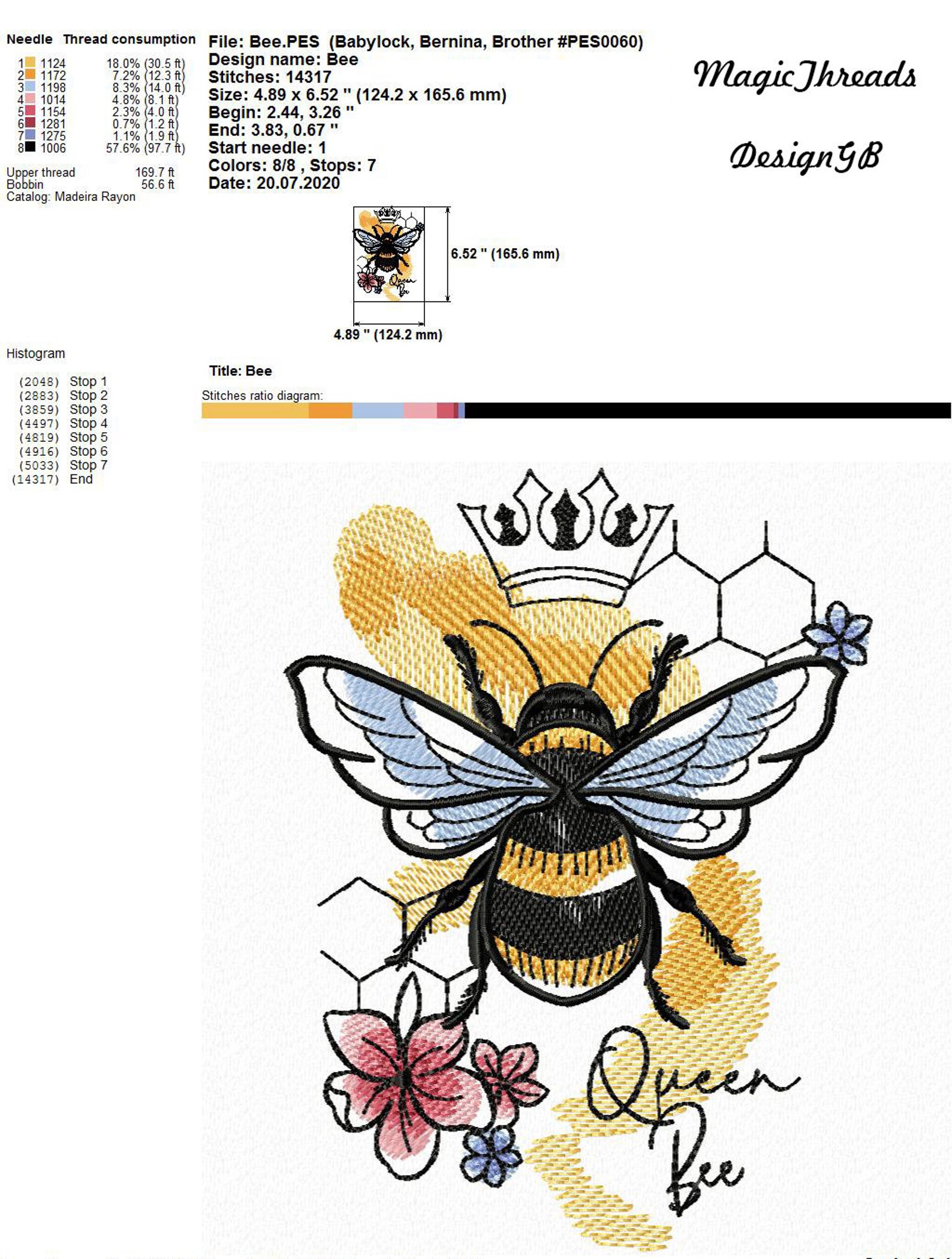 Queen Bee Machine Embroidery Designs Bee Embroidery Bee on - Etsy