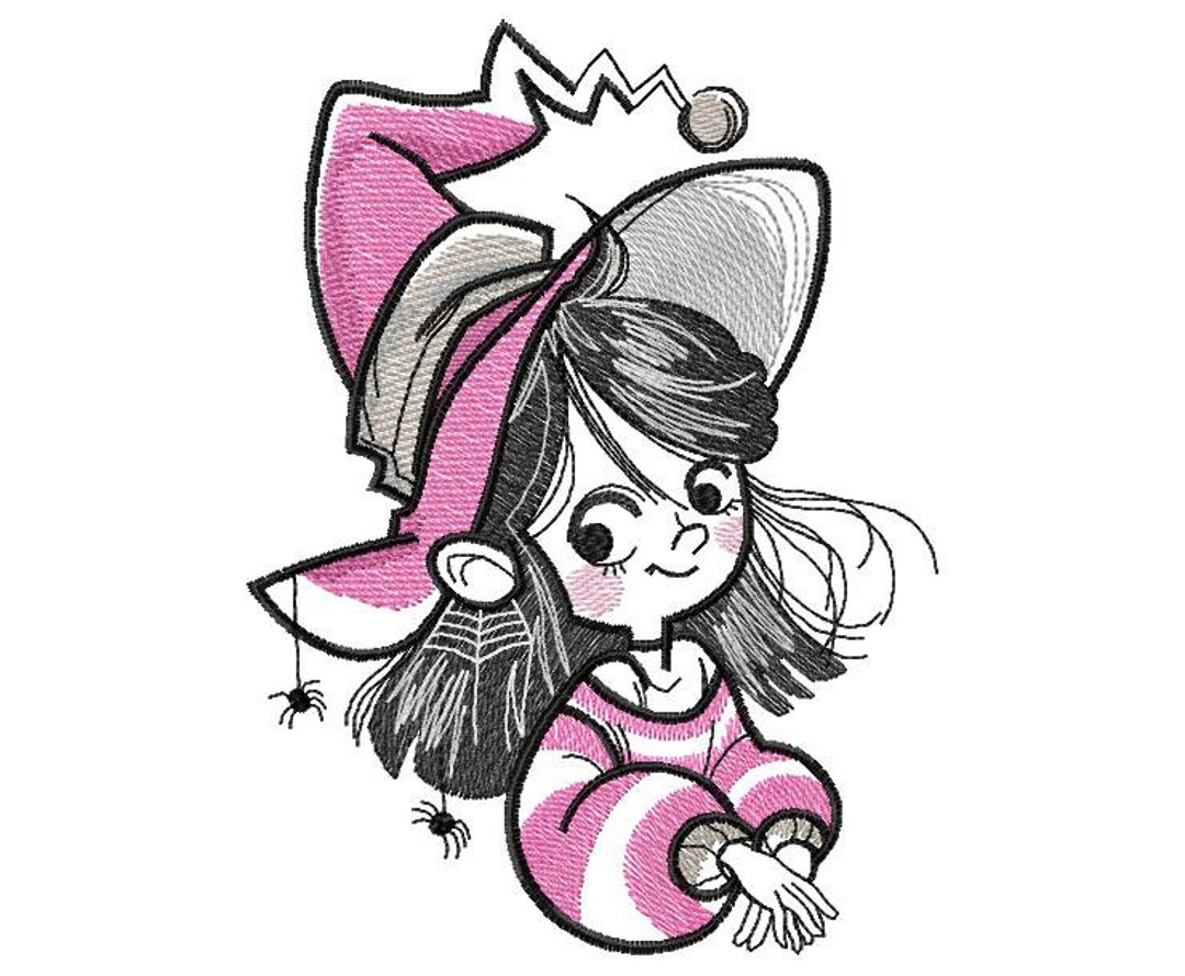 Little Witch Machine Embroidery Design, Embroidery Witch, Embroidery ...
