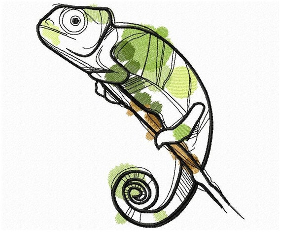 Chameleon Machine Embroidery Design Embroidery Chameleon - Etsy
