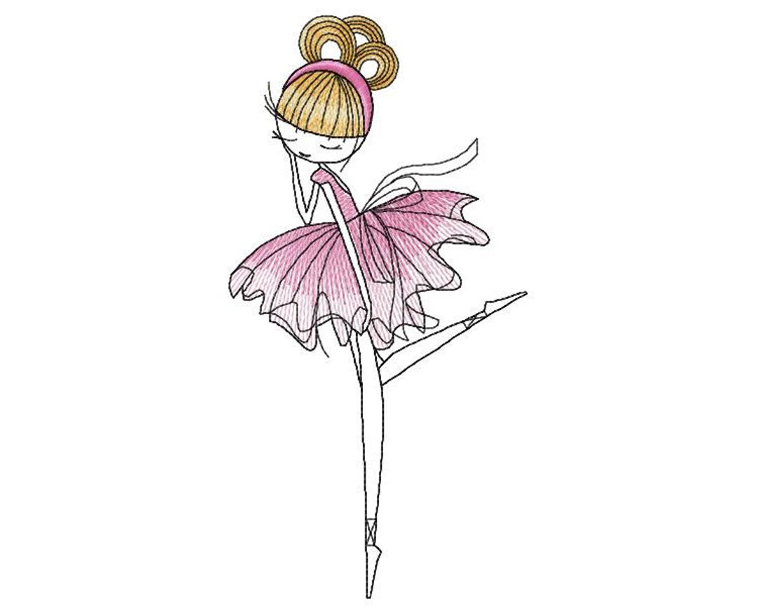 Ballerina Machine Embroidery Design, Ballerina Embroidery, Ballet Girl ...