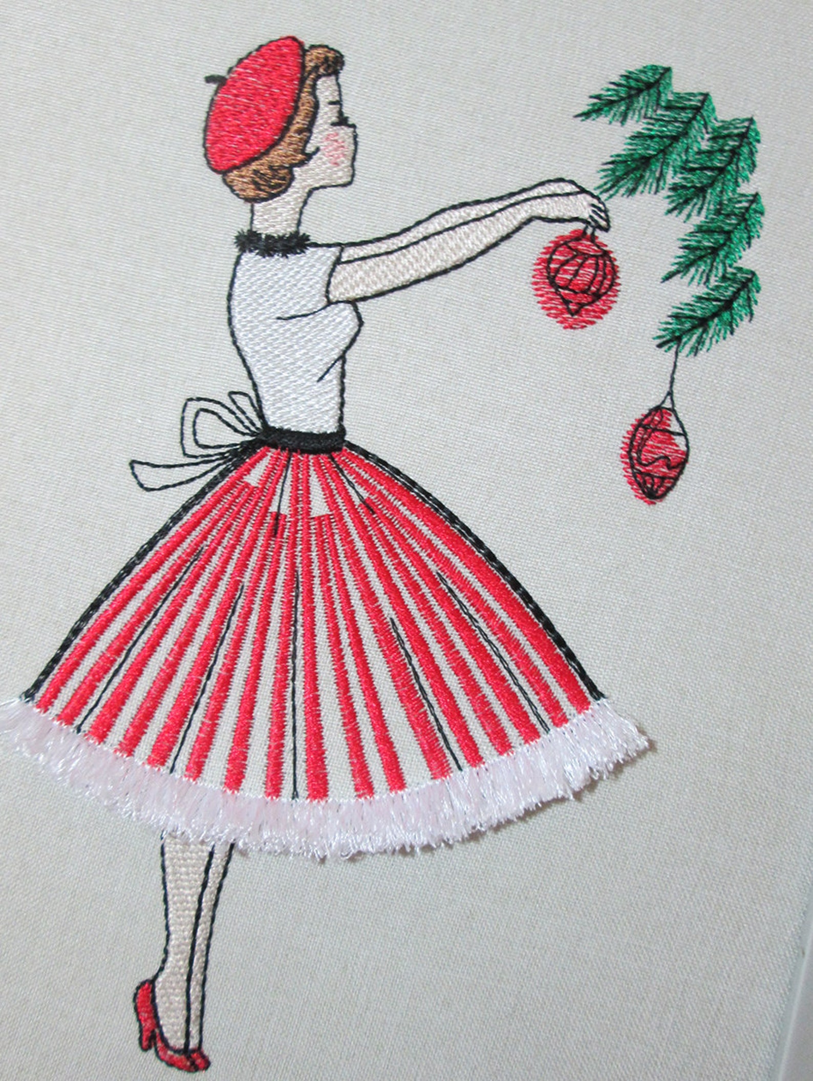 Christmas Eve Machine Embroidery Design Fringe, Christmas Vintage ...