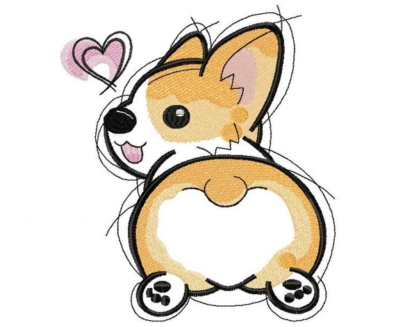 Corgi Love Machine Embroidery Design Embroidery Corgi Corgi - Etsy