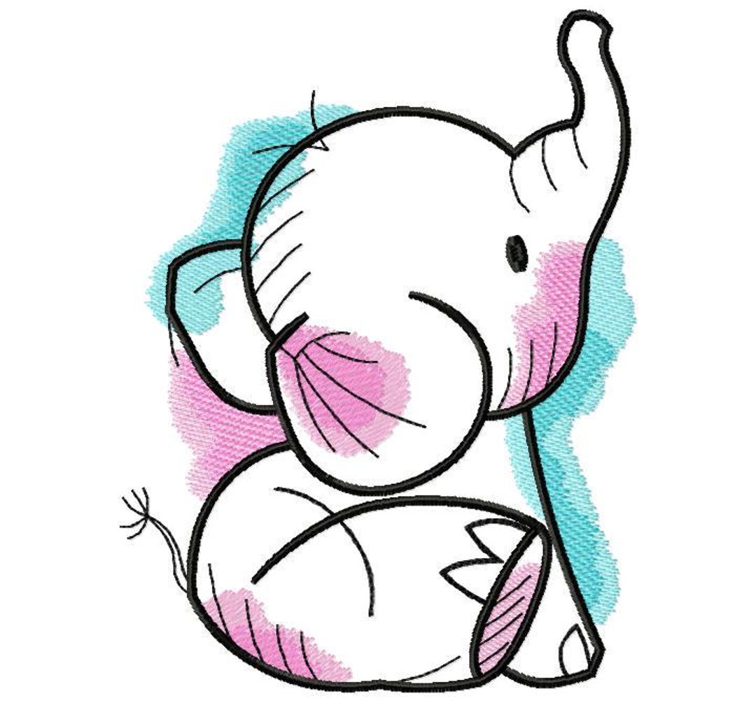 Baby Elephant Machine Embroidery Design, Embroidery Elephant, Kids ...