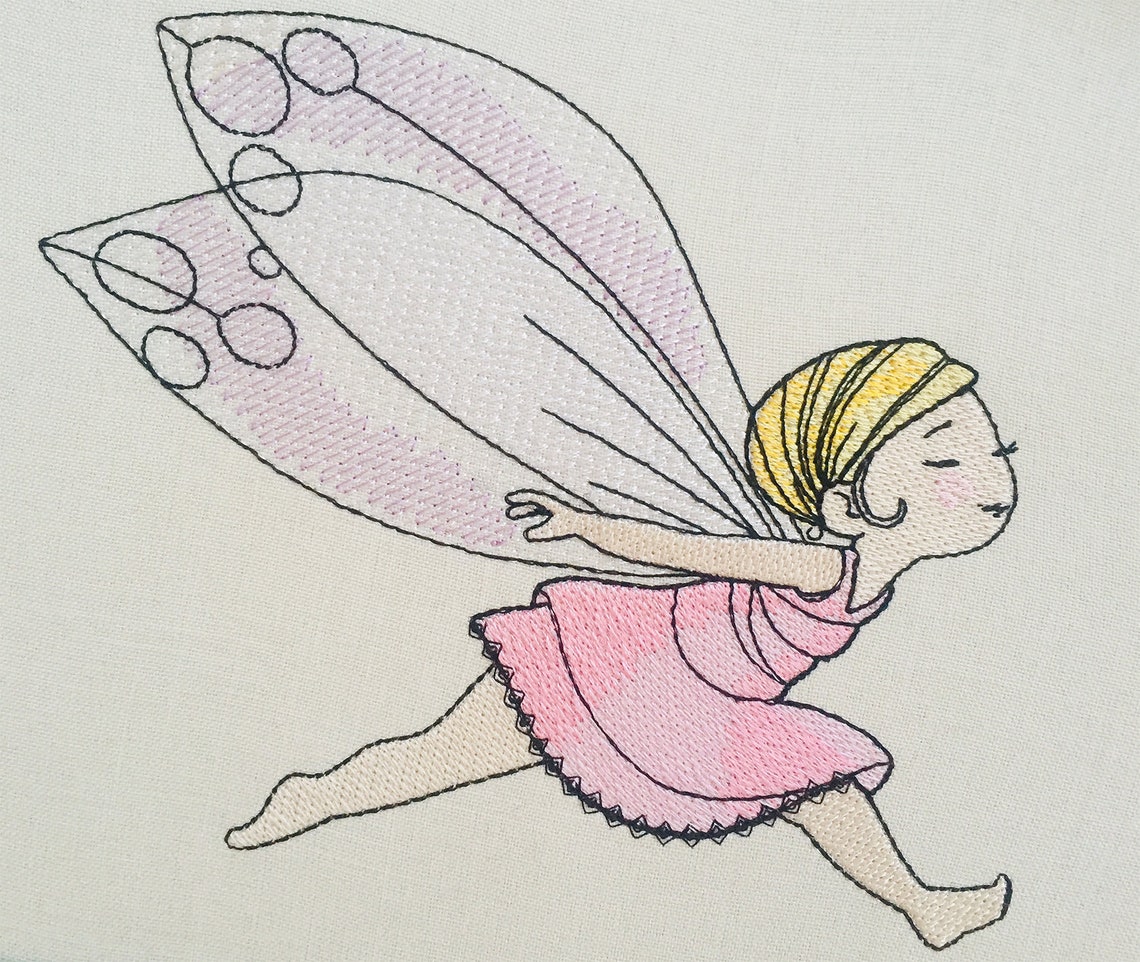 Pink Fairy Machine Embroidery Design Embroidery Fairy Flower | Etsy