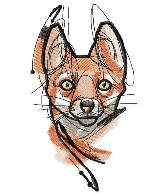 Fox Head Machine Embroidery Design Embroidery Fox Embroidery | Etsy