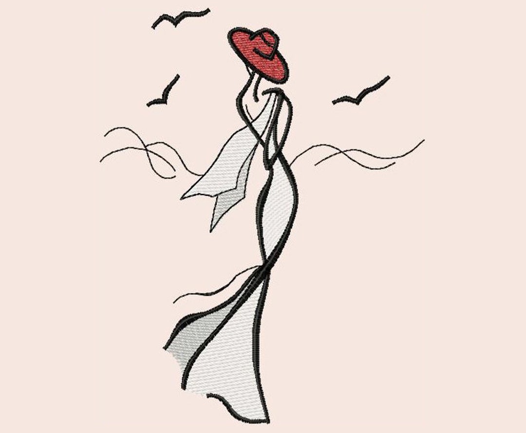 Female Art Machine Embroidery Design, Embroidery Female, Minimalist Art ...